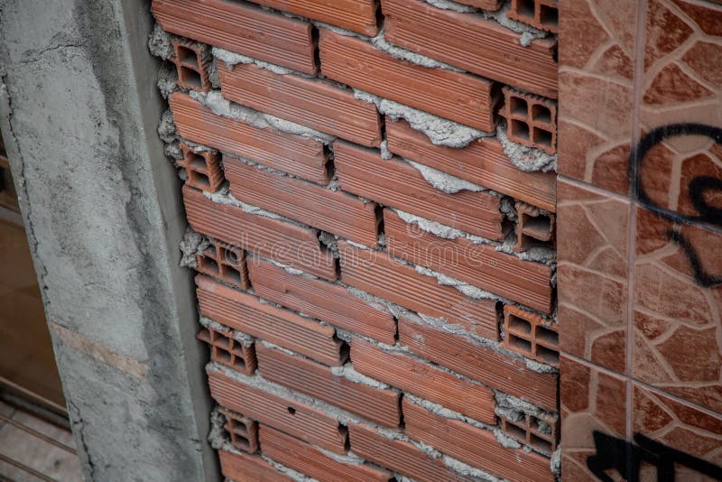 Brick Wall with Square Holes Stock Image - Image of brickwork, concrete ...