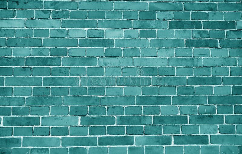 Brick Wall Surface in Cyan Tone Stock Image - Image of pattern, brick ...