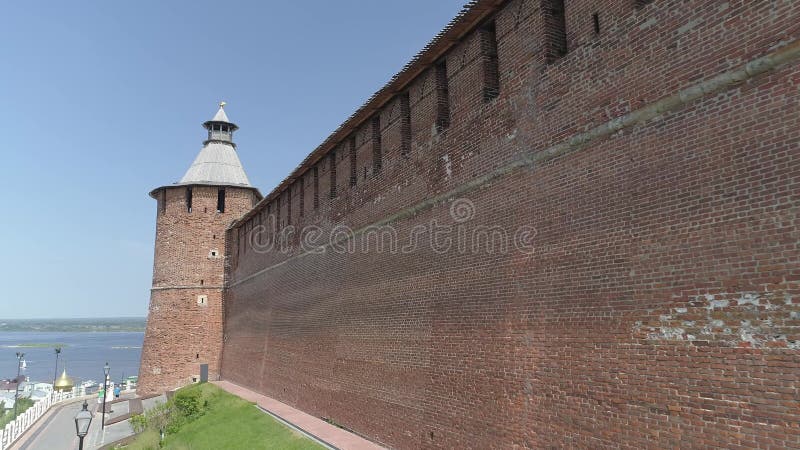 A Brick Wall with a Tower in the Background Stock Footage - Video of ...
