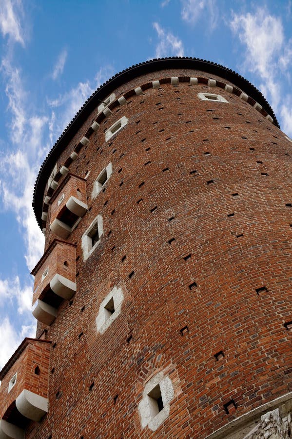 Brick Wall of Tower in Wawel Stock Photo - Image of historical, cloudy ...