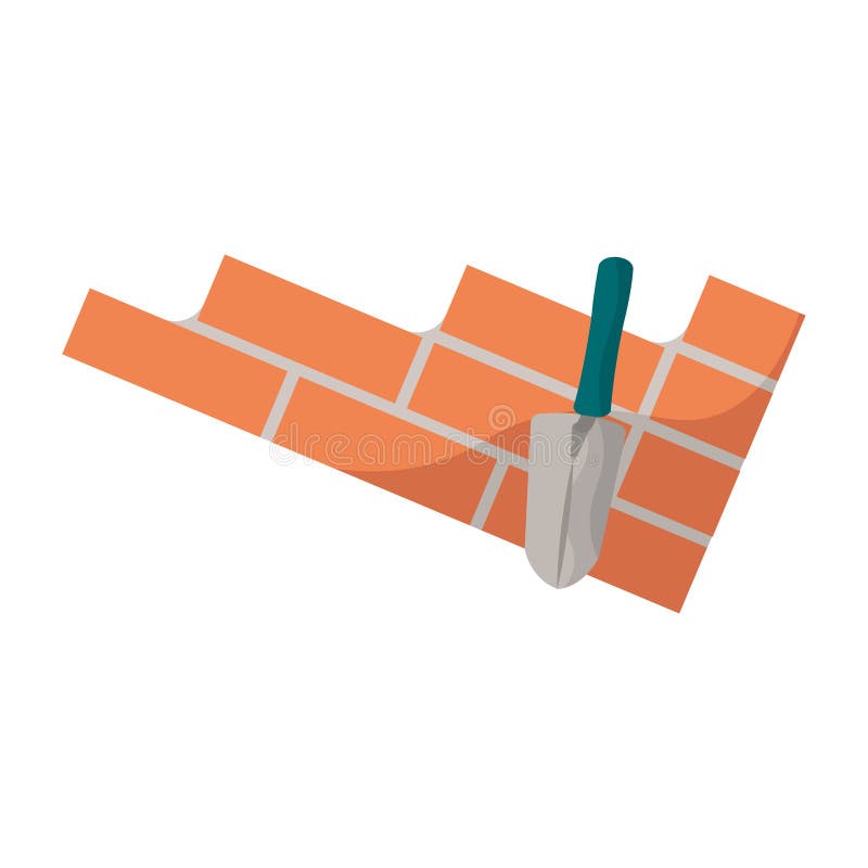 Brick Wall with Trowel Tool. Vector Stock Illustration - Illustration ...