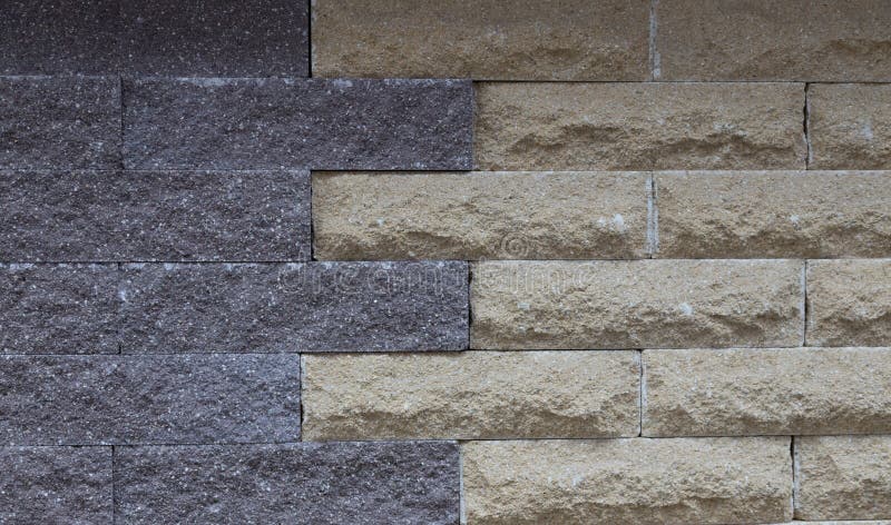 Brick Wall of Two Rows of Gray and Yellow Bricks Stock Image - Image of ...