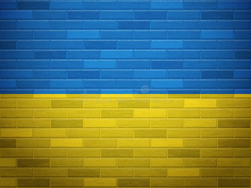 Brick wall Ukraine flag stock vector. Illustration of ukraine - 100913573