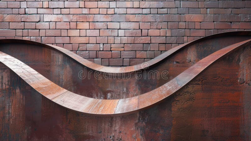 Curved Metal Structure on Brick Wall Stock Photo - Image of look ...