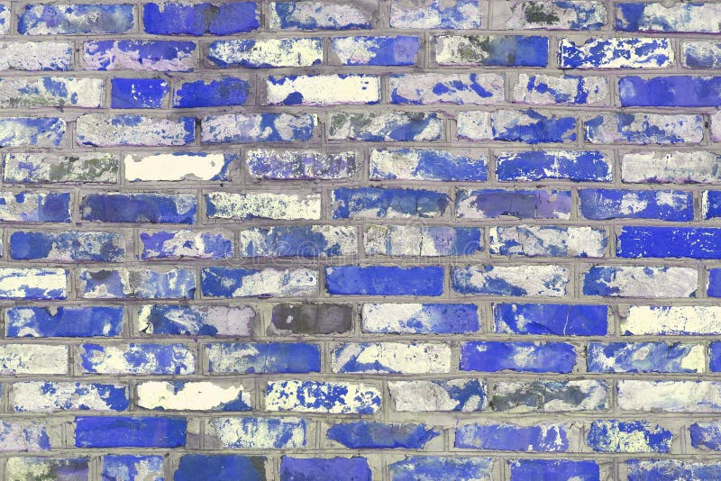 Brick Wall with Unusual Blue Bricks Stock Photo - Image of home, paint ...