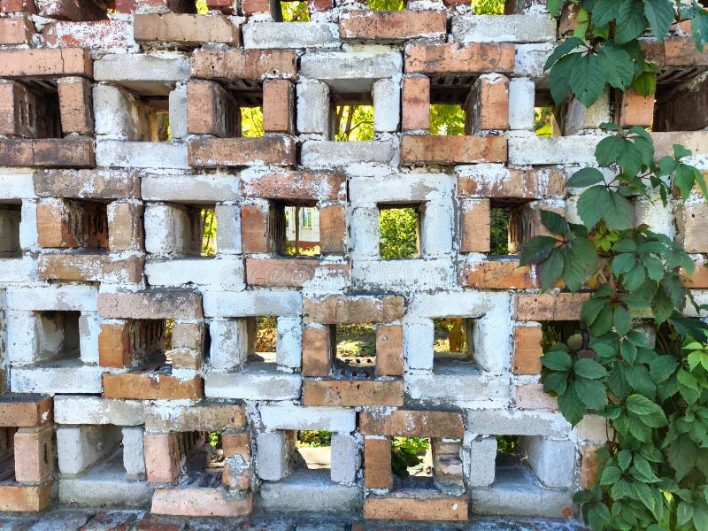Brick Wall with Varied Patterns and Textures in Daylight. Background ...