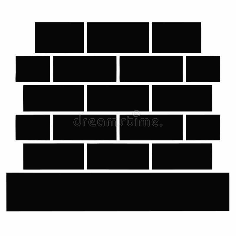 Brick Wall Vector Icon Black and White Brick Wall Illustration. Stock ...