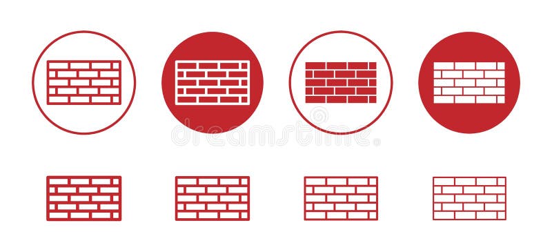 Brick Wall Vector Icon Set Collection. Brick Wall Outline Flat Icon ...