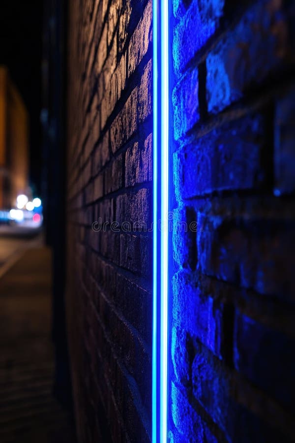 A Brick Wall with a Vibrant Neon Strip Adding a Pop of Color Stock ...
