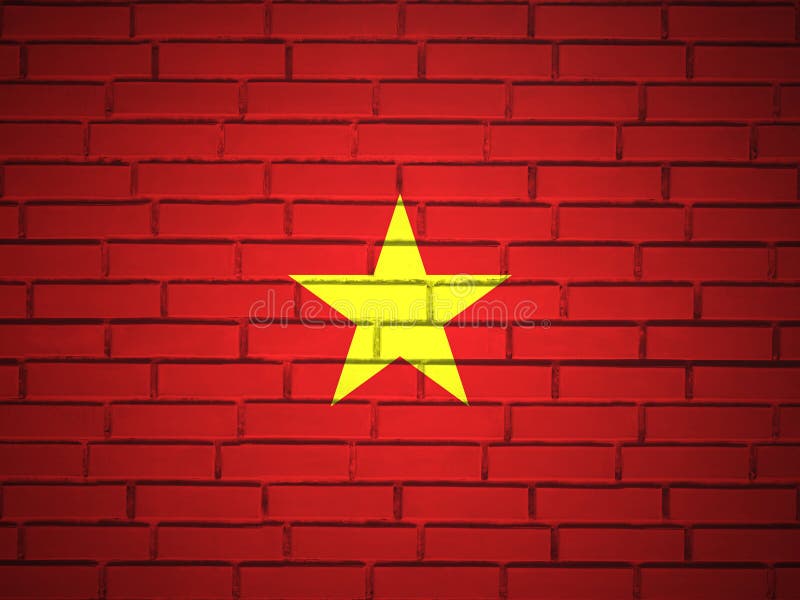 Brick wall Vietnam flag stock illustration. Illustration of ...