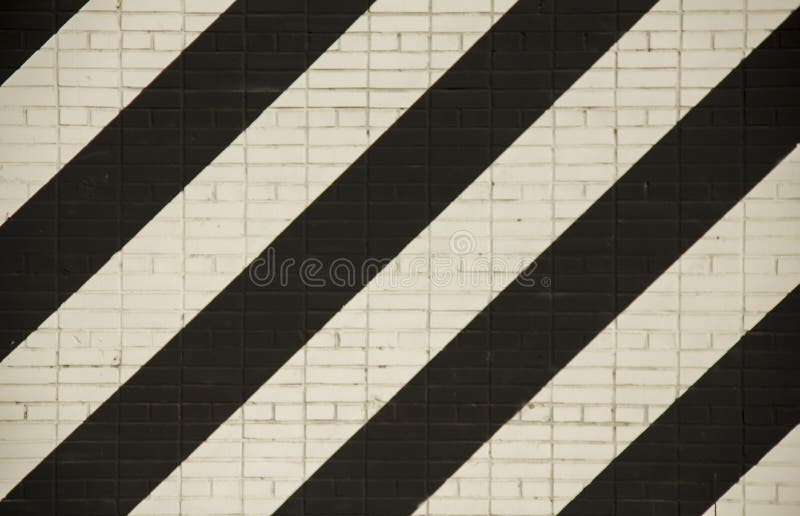 Brick Wall with White and Black Wide Diagonal Lines. Rough Surface ...
