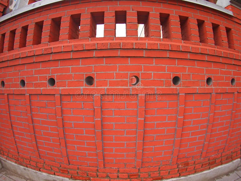 Brick Wall with Wide Angle Fisheye View Stock Photo - Image of decor ...