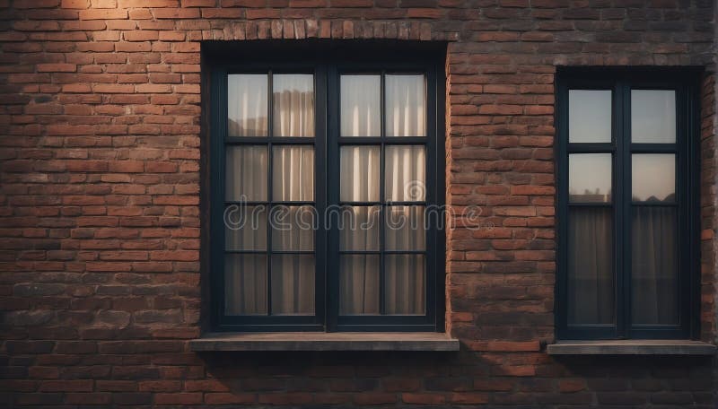 Brick Wall with Window and Dramatic Lighting on House Ai Generated ...