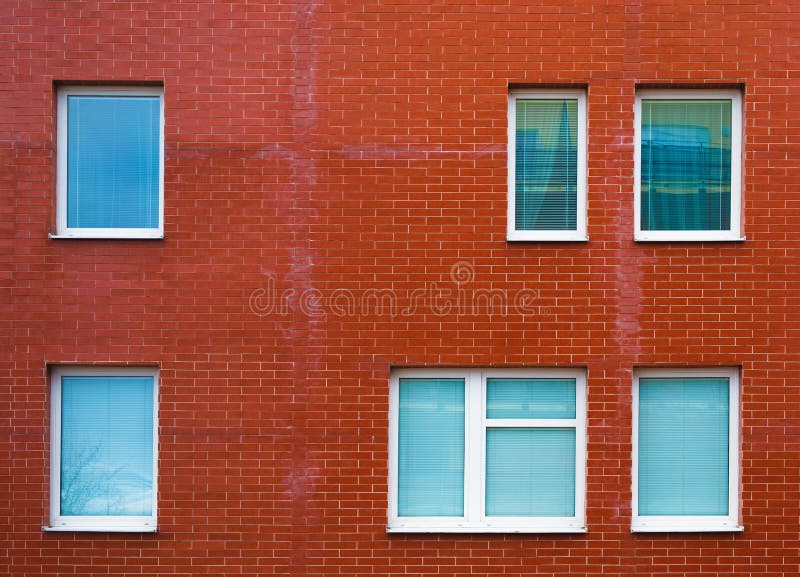 Brick wall with windows stock image. Image of brick - 186332417