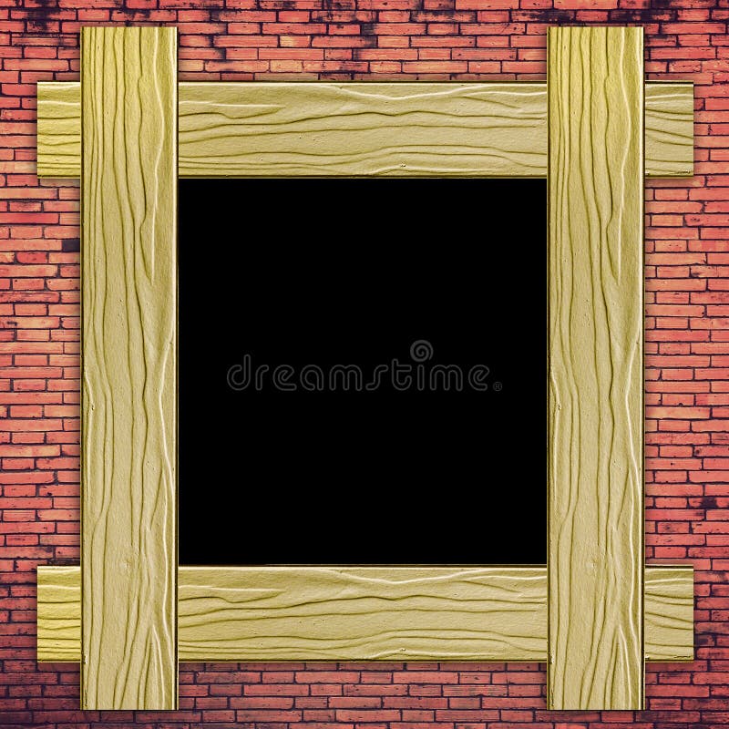 Brick wall with wood frame stock image. Image of layout - 24917287