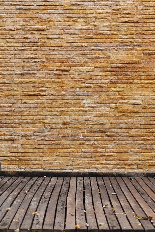 Brick Wall and Wood Panel Decorated Stock Image - Image of stone ...