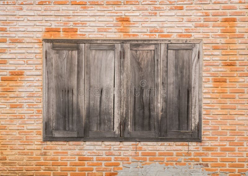 Brick Wall with Wooden Window Texture Background Stock Image - Image of ...