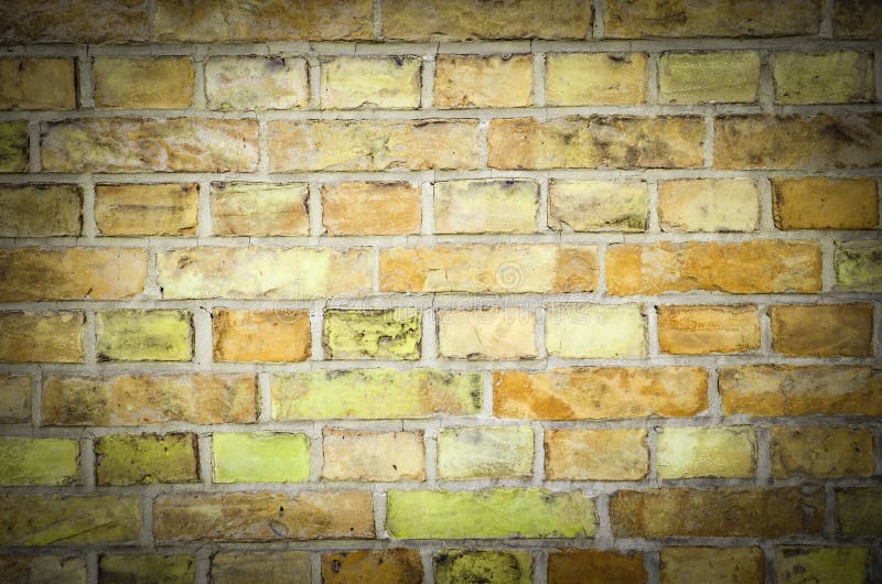 Brick Wall, Yellow Vintage Rustic Look, Background Texture Stock Image ...