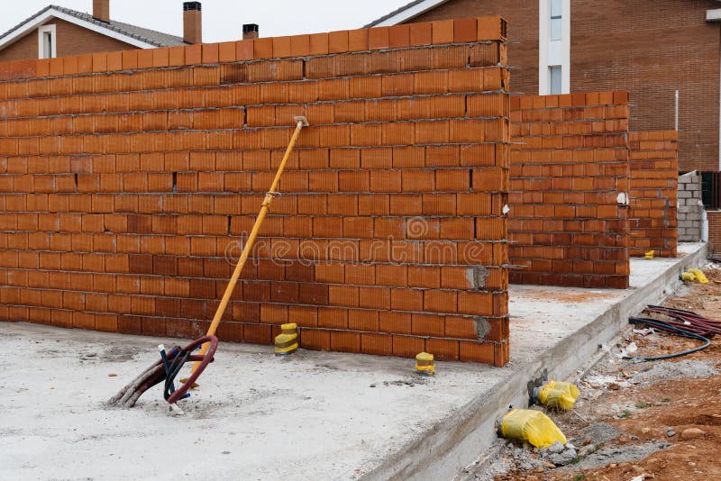Brick Walls of a Building in the Process of Construction Stock Photo ...