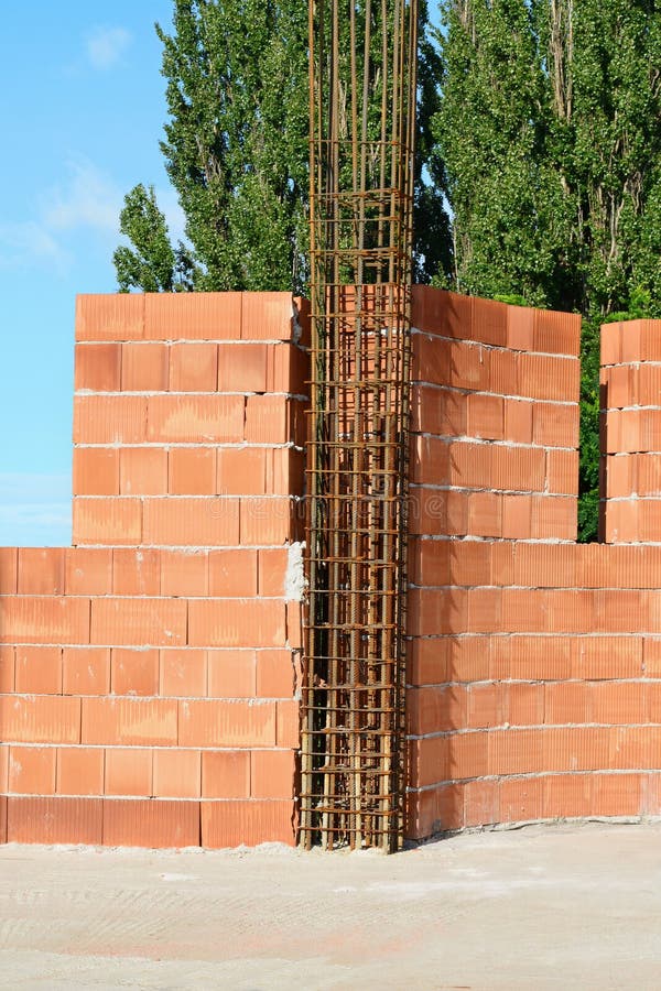 Brick Walls With Tie-columns Stock Photo - Image: 43200540