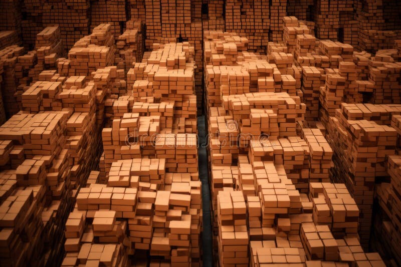 Brick Warehouse, Bricks Pallets Neatly Stacked in a Warehouse Stock ...