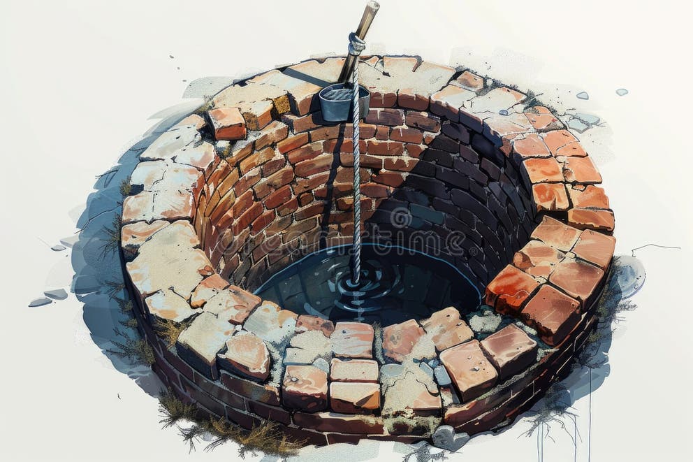 Brick Well Water Spout stock photo. Image of scenery - 375293046