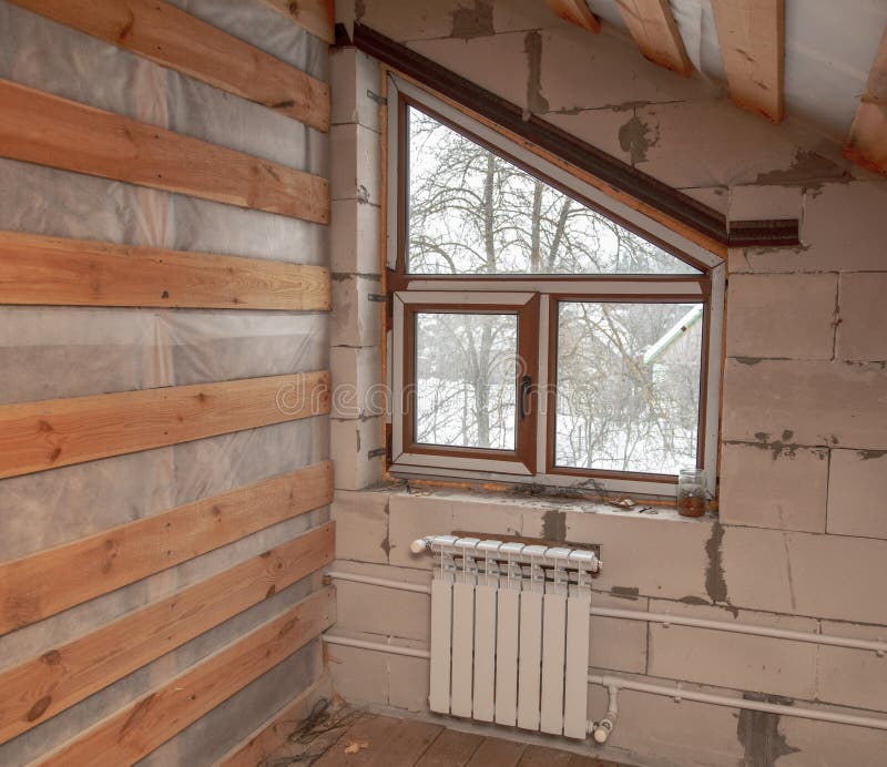 Brick Window in the Wall at a Construction Site Stock Photo - Image of ...