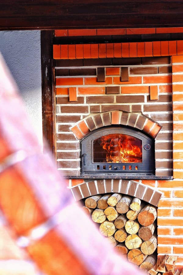 Brick Pizza Oven,Cooking Italian Pizza in a Brick Oven Stock Image ...