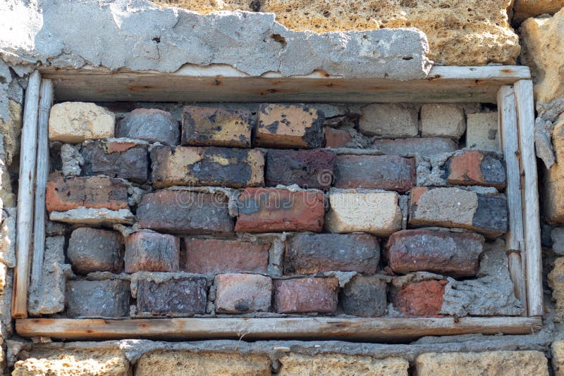Bricked up window stock image. Image of detail, bars - 60351981