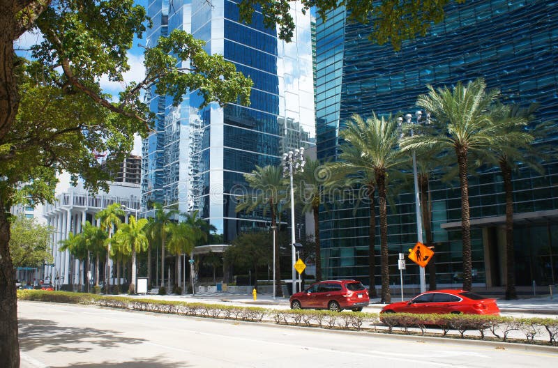 Brickell Avenue of Miami Downtown Stock Photo - Image of house, facade ...