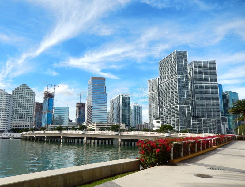 Brickell Key and Brickell Key Drive Stock Image - Image of palm ...