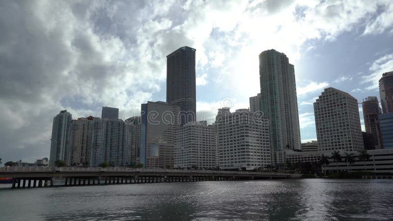 Brickell Key Bridge To Downtown Miami Stock Video - Video of idyllic ...
