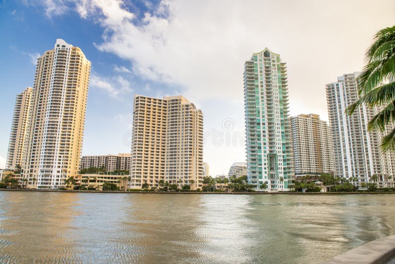 Brickell Key Buildings from Downtown Miami, Florida Stock Photo - Image ...