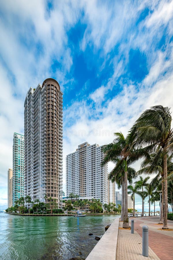 Brickell key stock image. Image of building, waterfront - 376435587