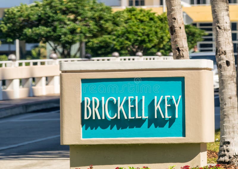 Brickell Key Sign in Miami, Florida Stock Image - Image of florida ...