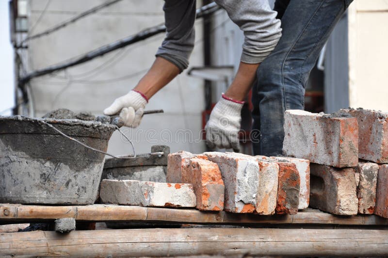 Bricklayer stock photo. Image of construct, site, bricklayer - 18391700
