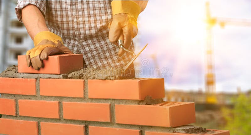 Bricklayer stock photo. Image of bricklayer, hammer - 118482308