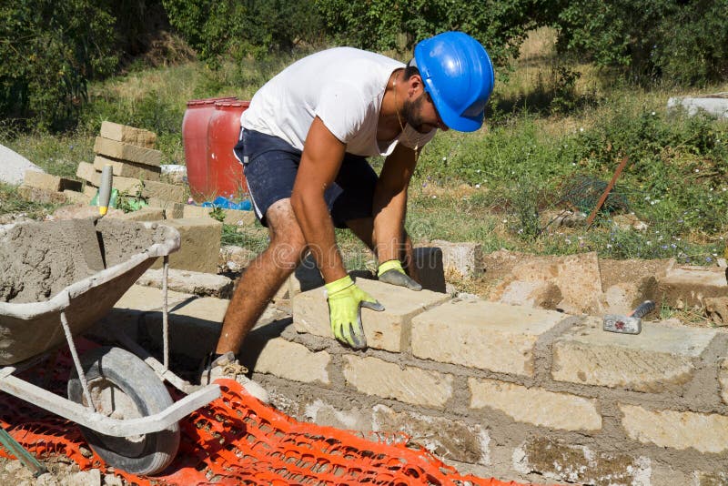 Bricklayer stock image. Image of masonry, improvement - 40384781