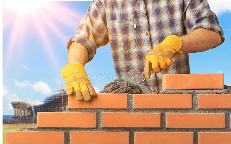 Bricklayer stock photo. Image of bricklayer, hammer - 118482308