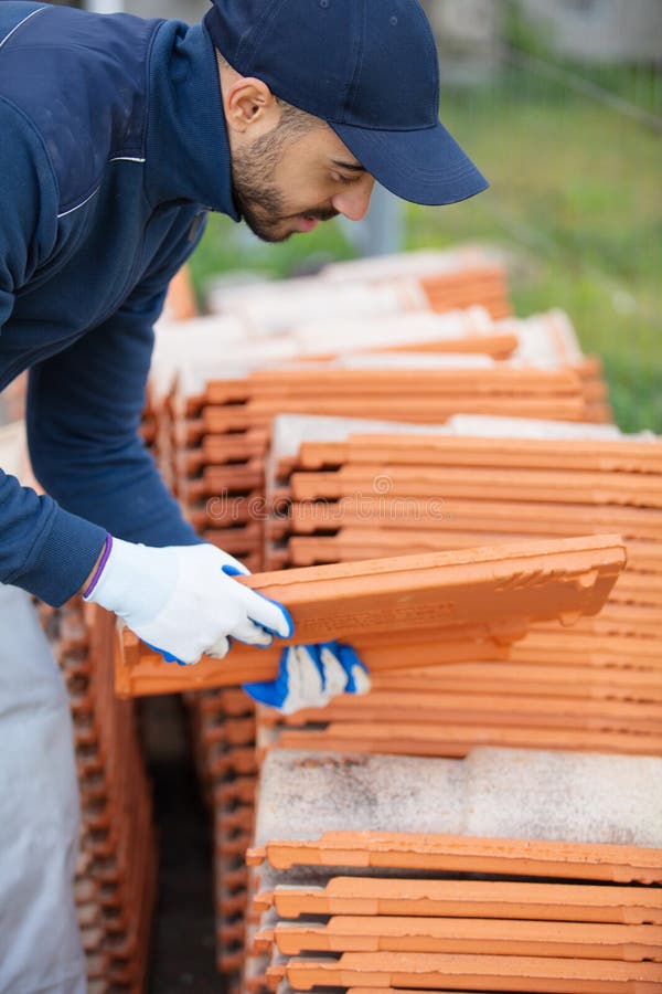 Bricklayer Industrial Worker Installing Brick Masonry Stock Image ...