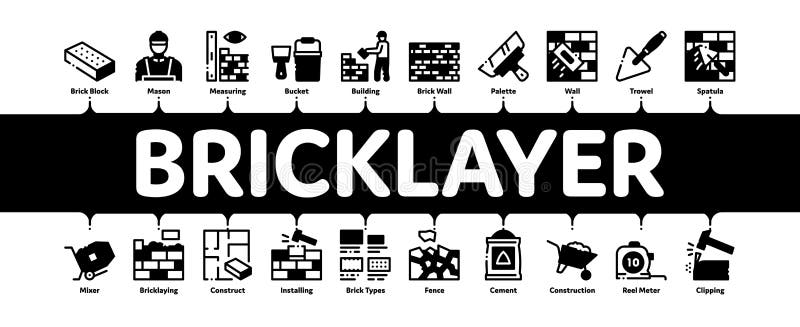 Bricklayer Industry Minimal Infographic Banner Vector Stock Vector ...