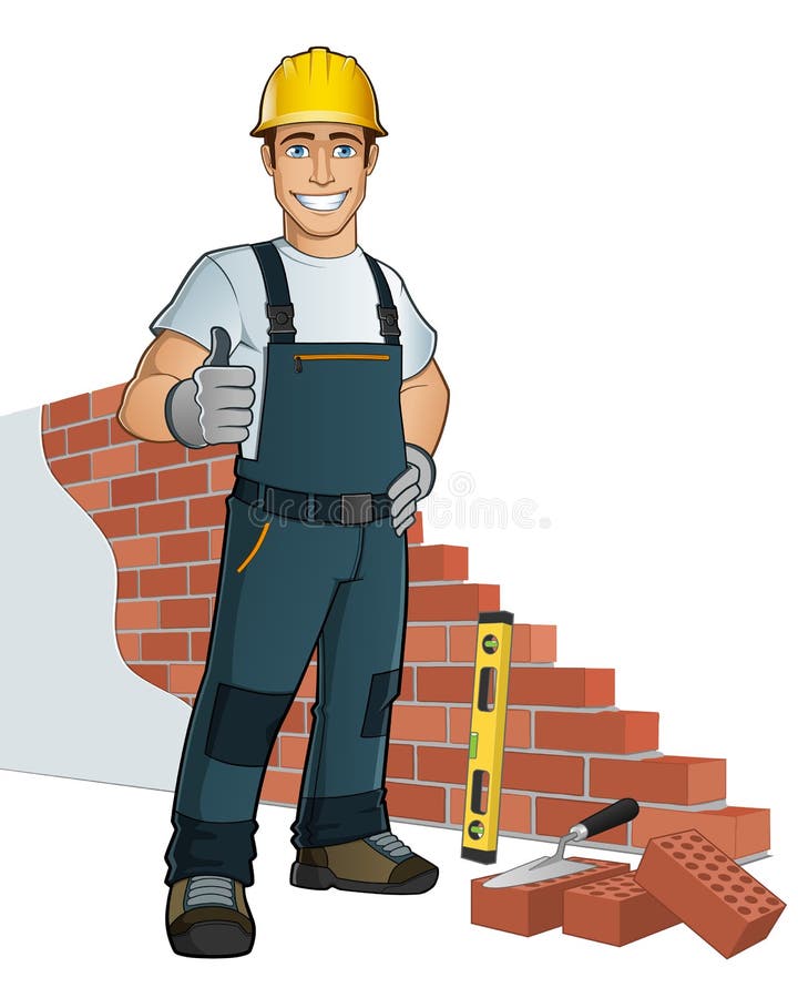 Bricklayer stock vector. Illustration of equipment, white - 54708865