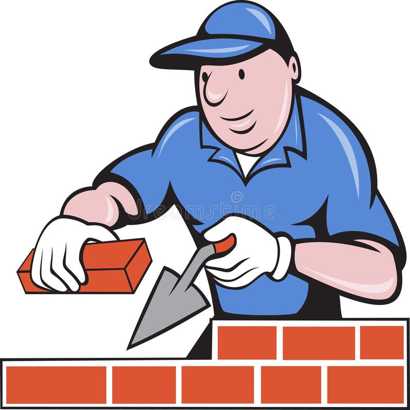 Mason Worker Brick Layer Trowel Stock Illustration - Illustration of ...