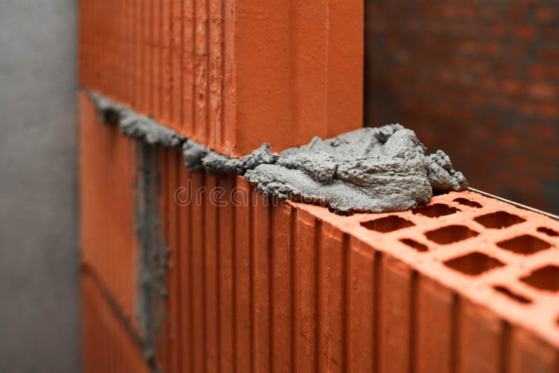 Masonry of a Large Red Brick Stock Image - Image of bars, large: 190560337