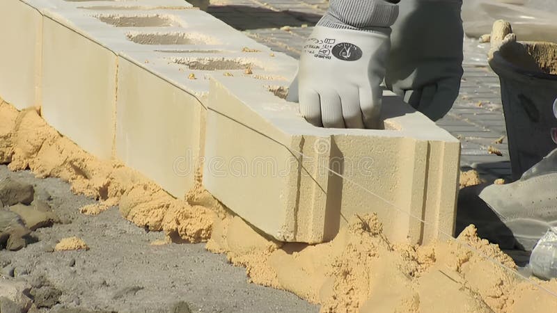 Bricklayer Making a Exterior Industrial Wall Stock Video - Video of ...