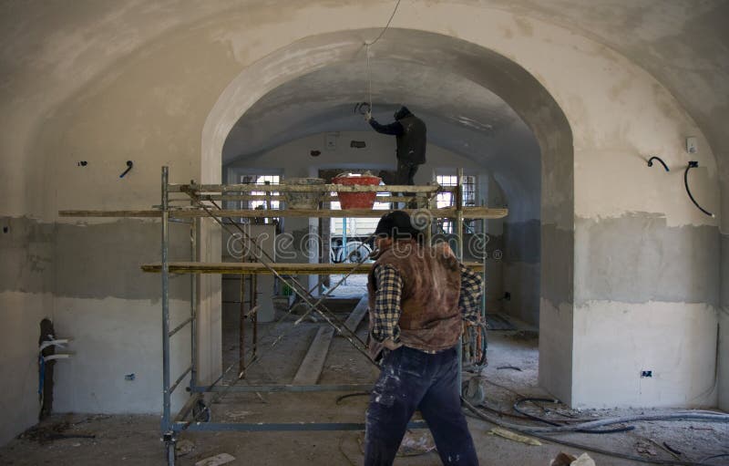 Bricklayer at work stock image. Image of constructor - 93872689