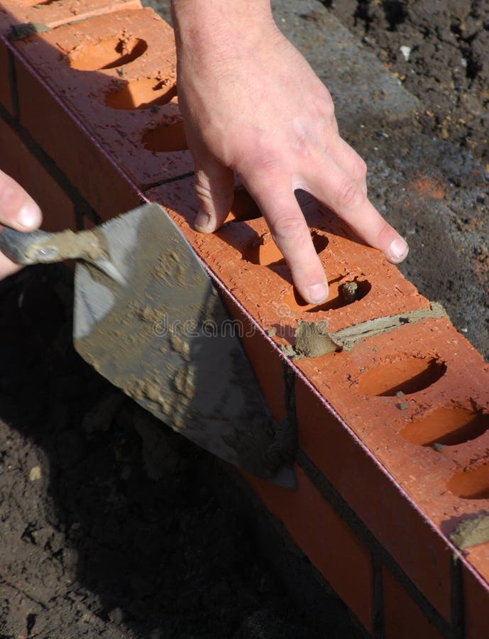 Bricklayer at work stock image. Image of house, laying - 30420773
