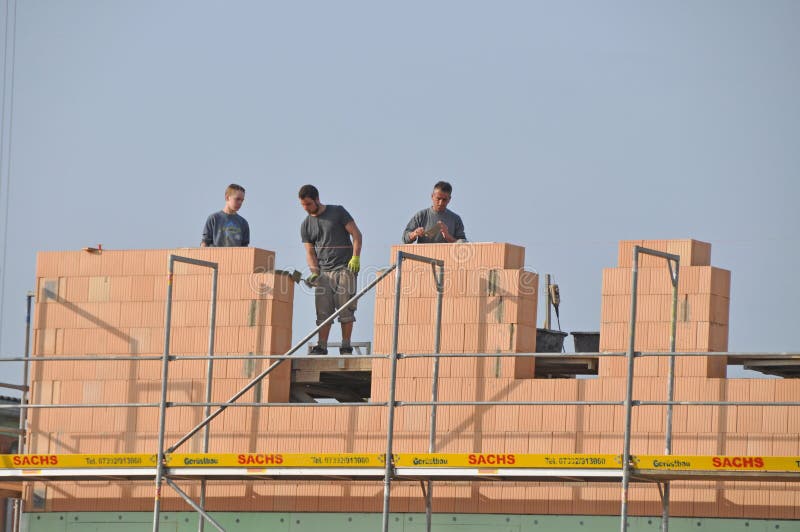 Bricklayer at work stock image. Image of careful, house - 5465127