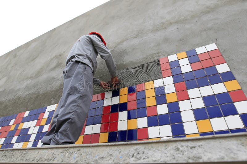 Bricklayer Work Under Construction Editorial Image - Image of work ...