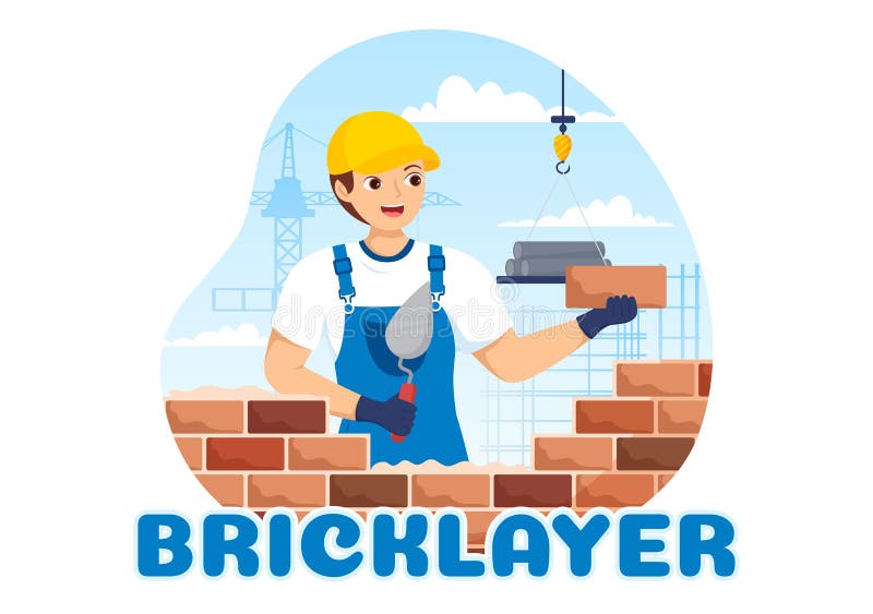 Bricklayer Worker Illustration with People Construction and Laying ...